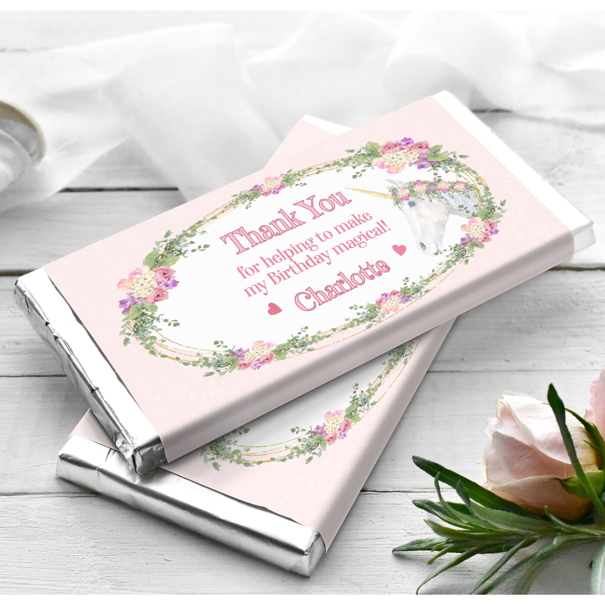 Printable Chocolate Bar Wrapper, Girls Birthday, 1.55 Hershey, Pink and ...