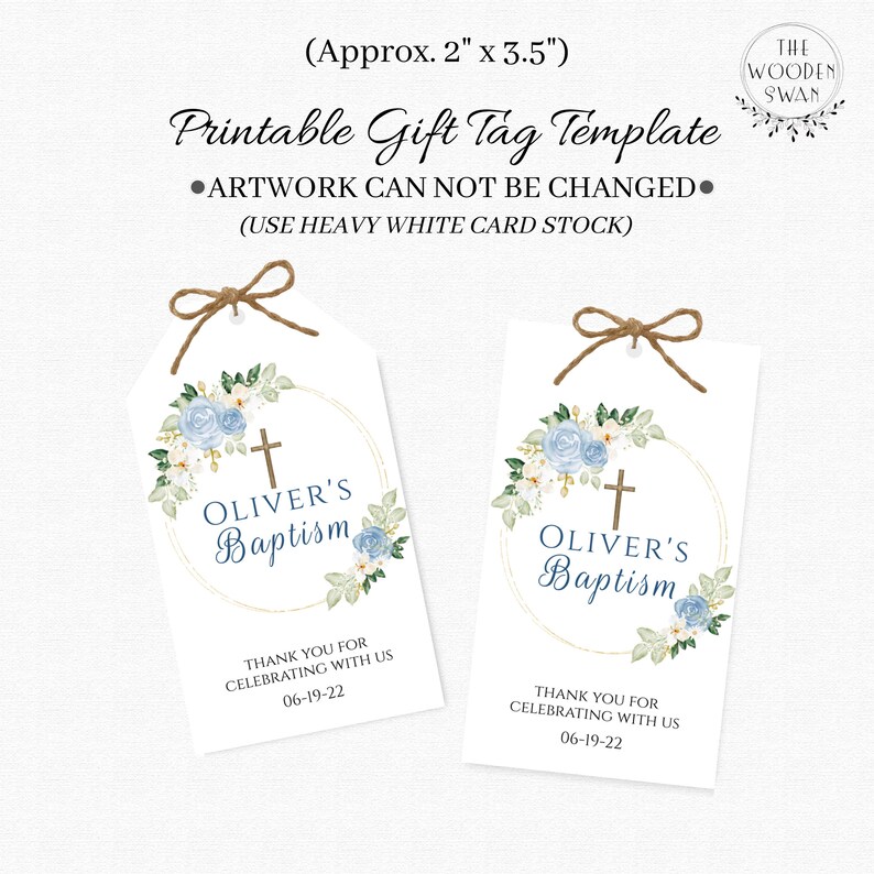 Printable Baptism Favor Tag Template, Christening Keepsake, Gift Tag ...