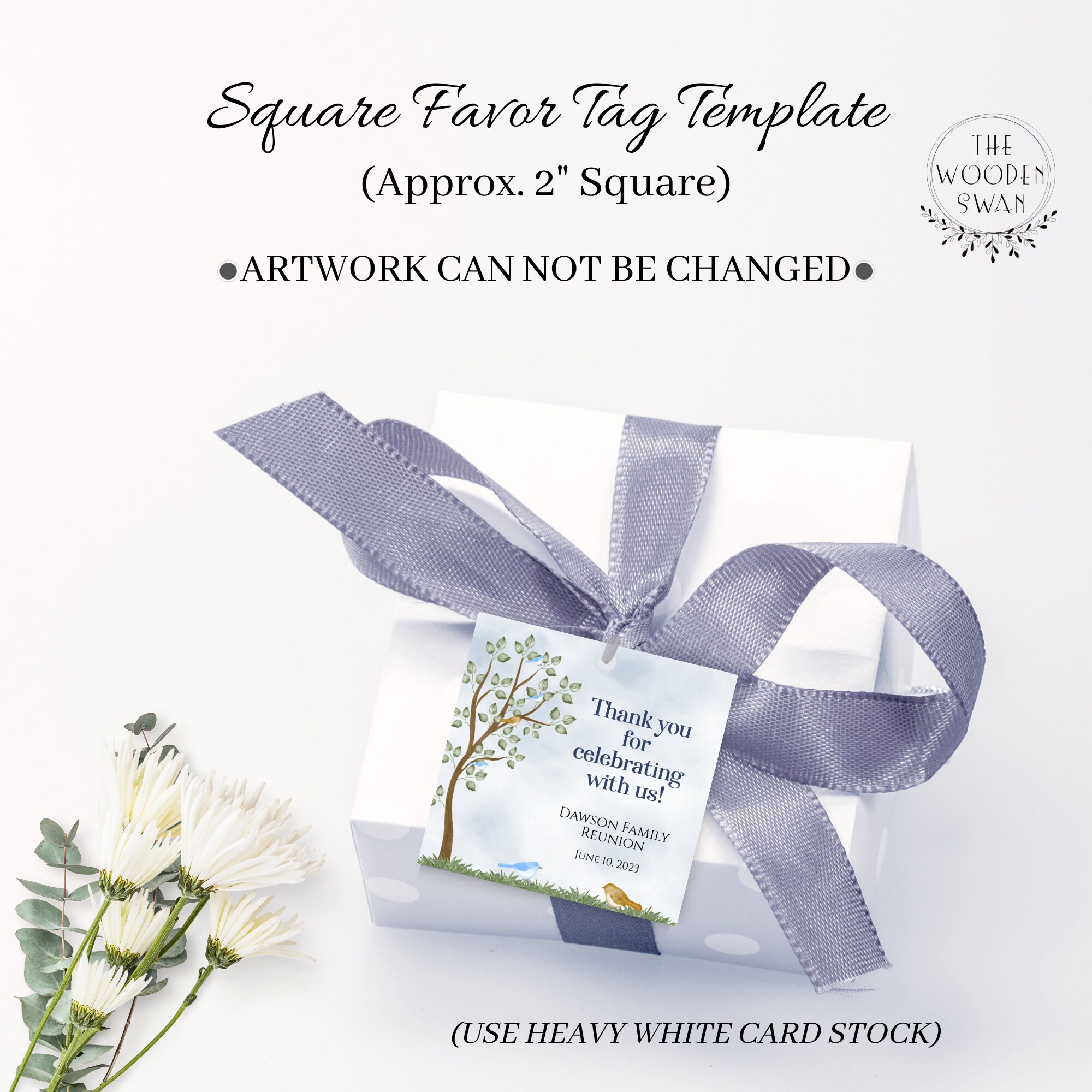 Family Reunion 2 Square Tag Template, Square Gift Tags, Family ...