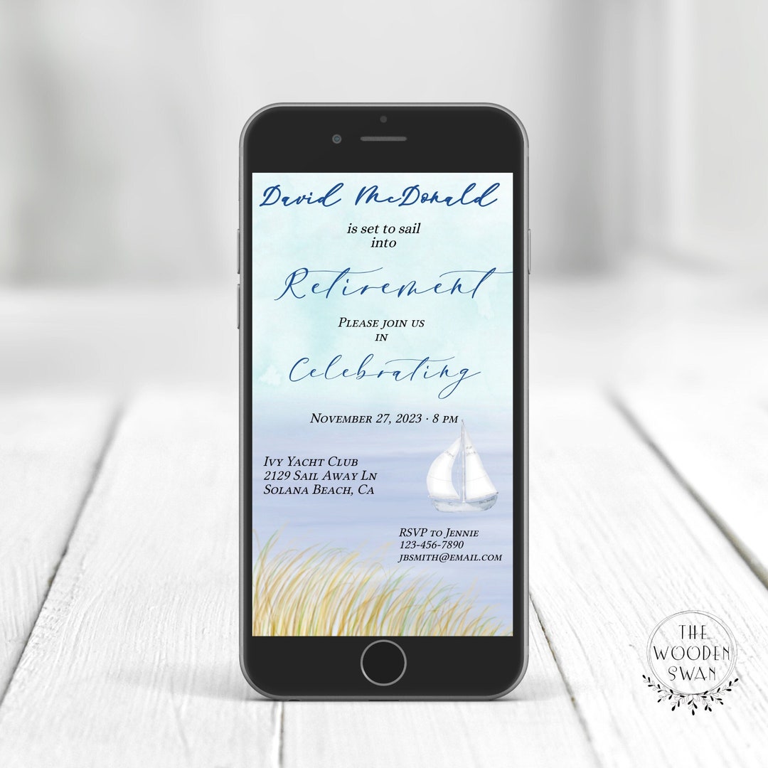 Electronic Retirement Invitation Template, Digital Retirement Evite ...