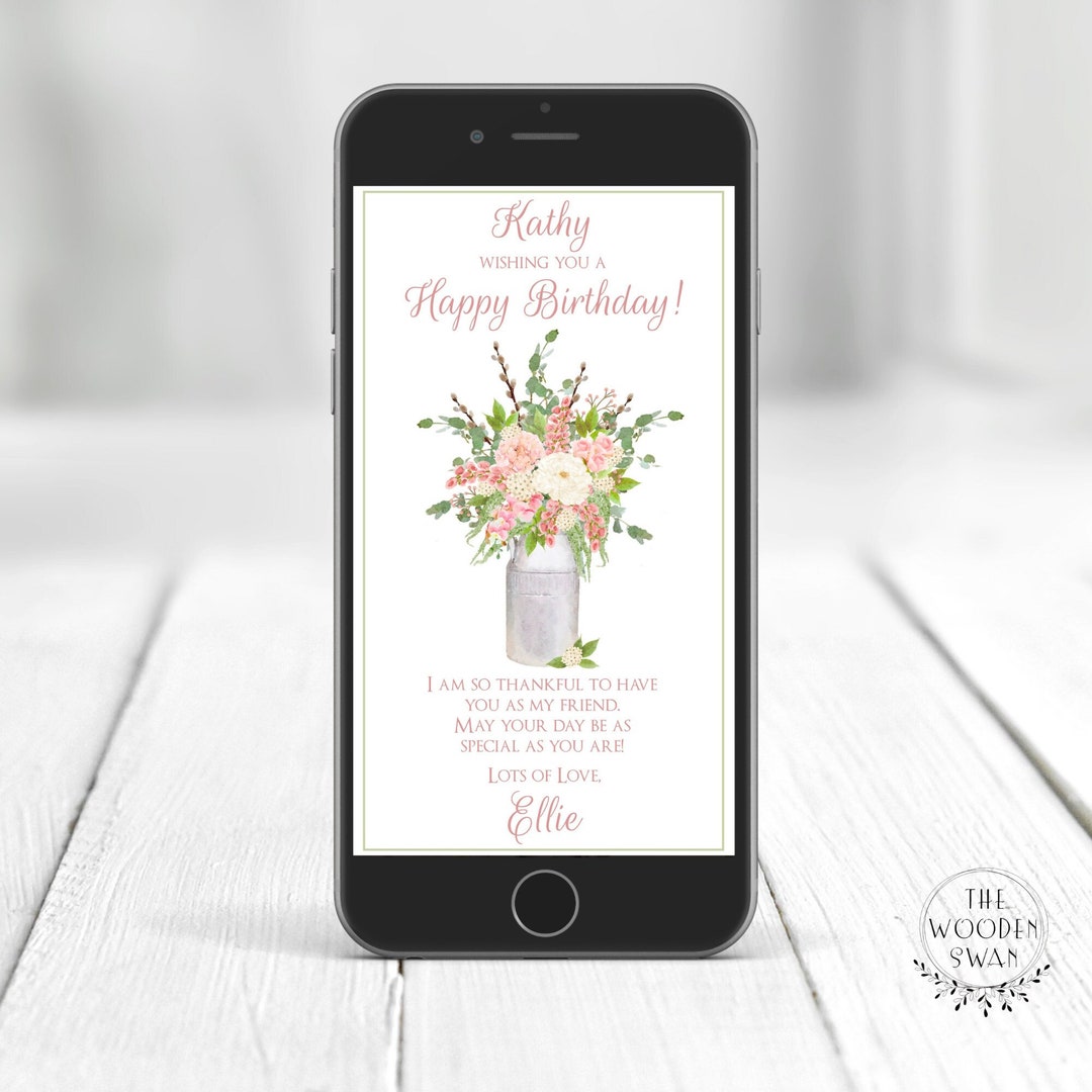 Electronic Birthday Card Template, Digital Birthay Greeting Card, Ecard ...