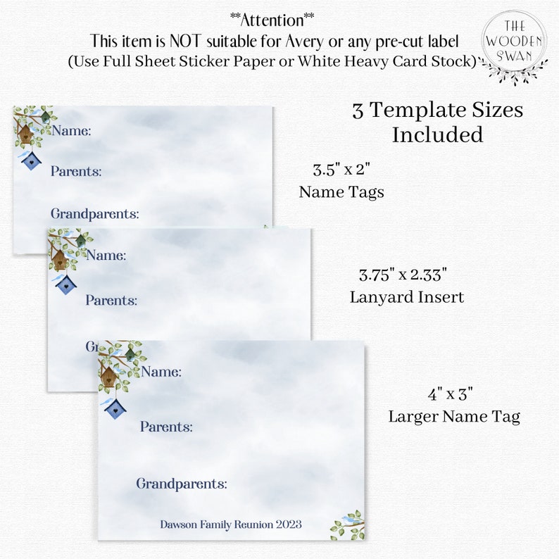 Family Reunion Name Tag Template, Party Name Tags, Family Reunion ...