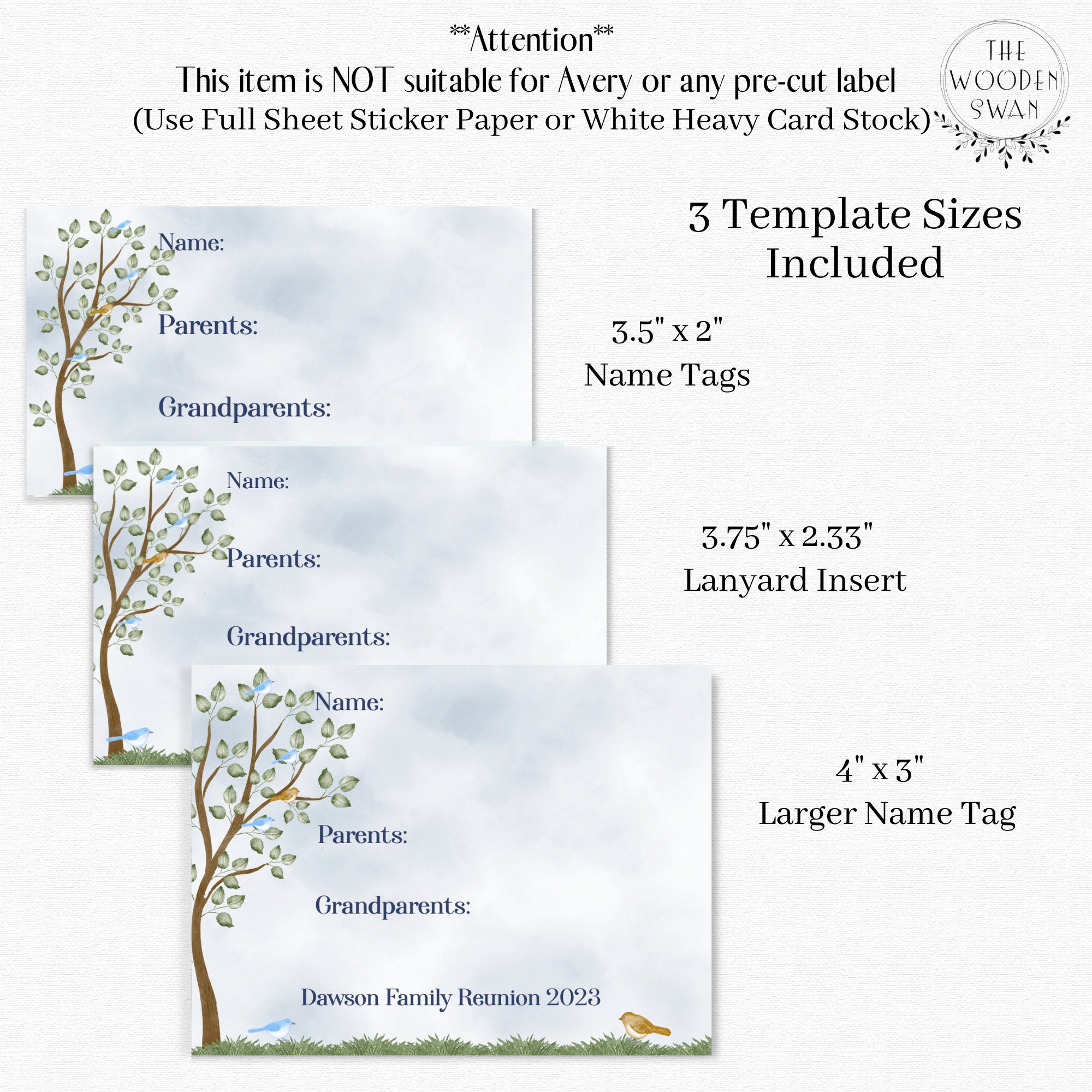 Family Reunion Name Tag Template, Party Name Tags, Family Reunion ...