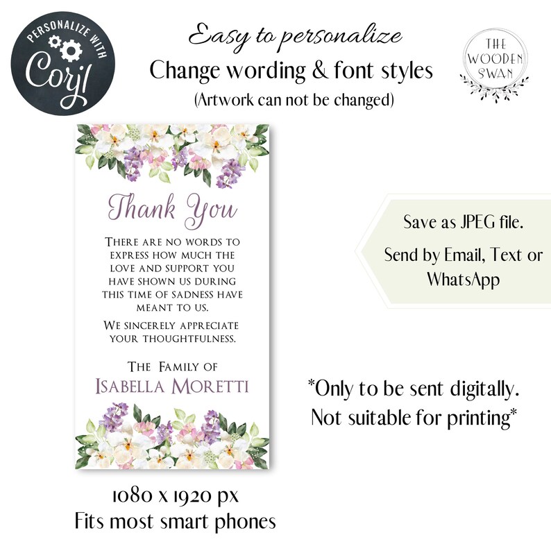 Electronic Thank You Card Template, Digital Ecard, Digital Thanks ...