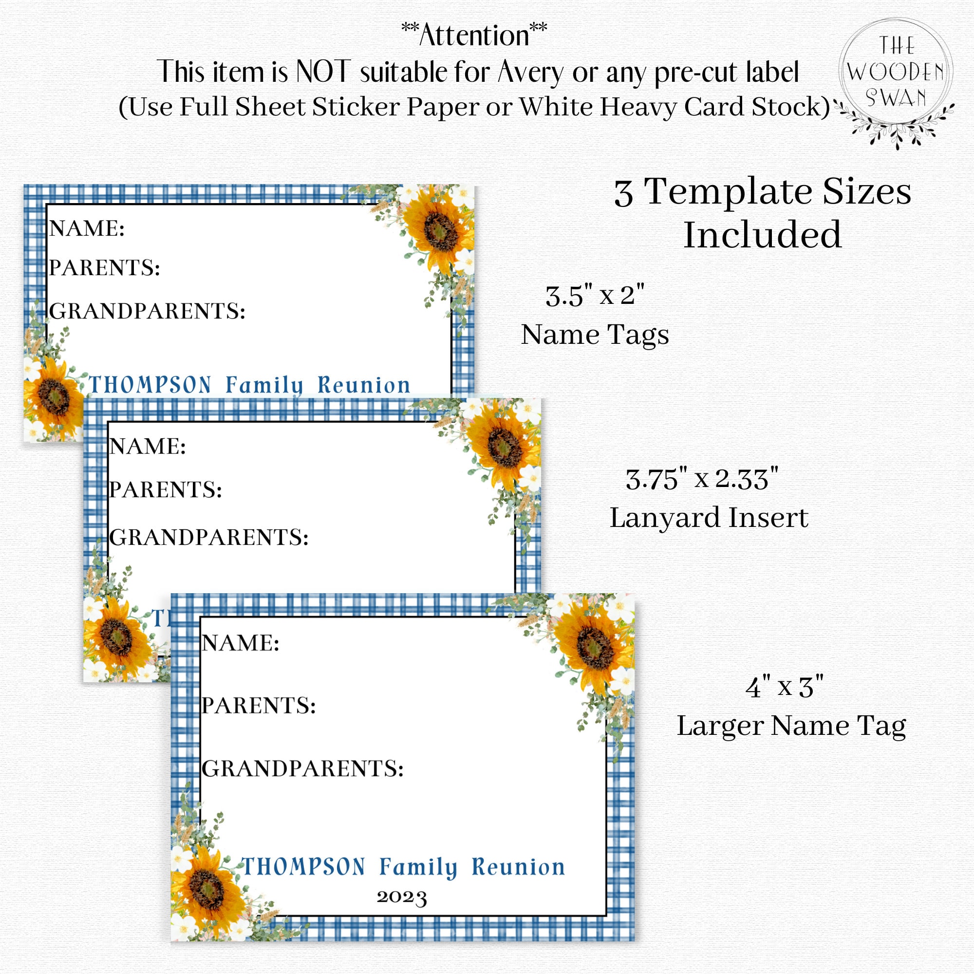 Family Reunion Name Tag Template, Party Name Tags, Family Celebration ...