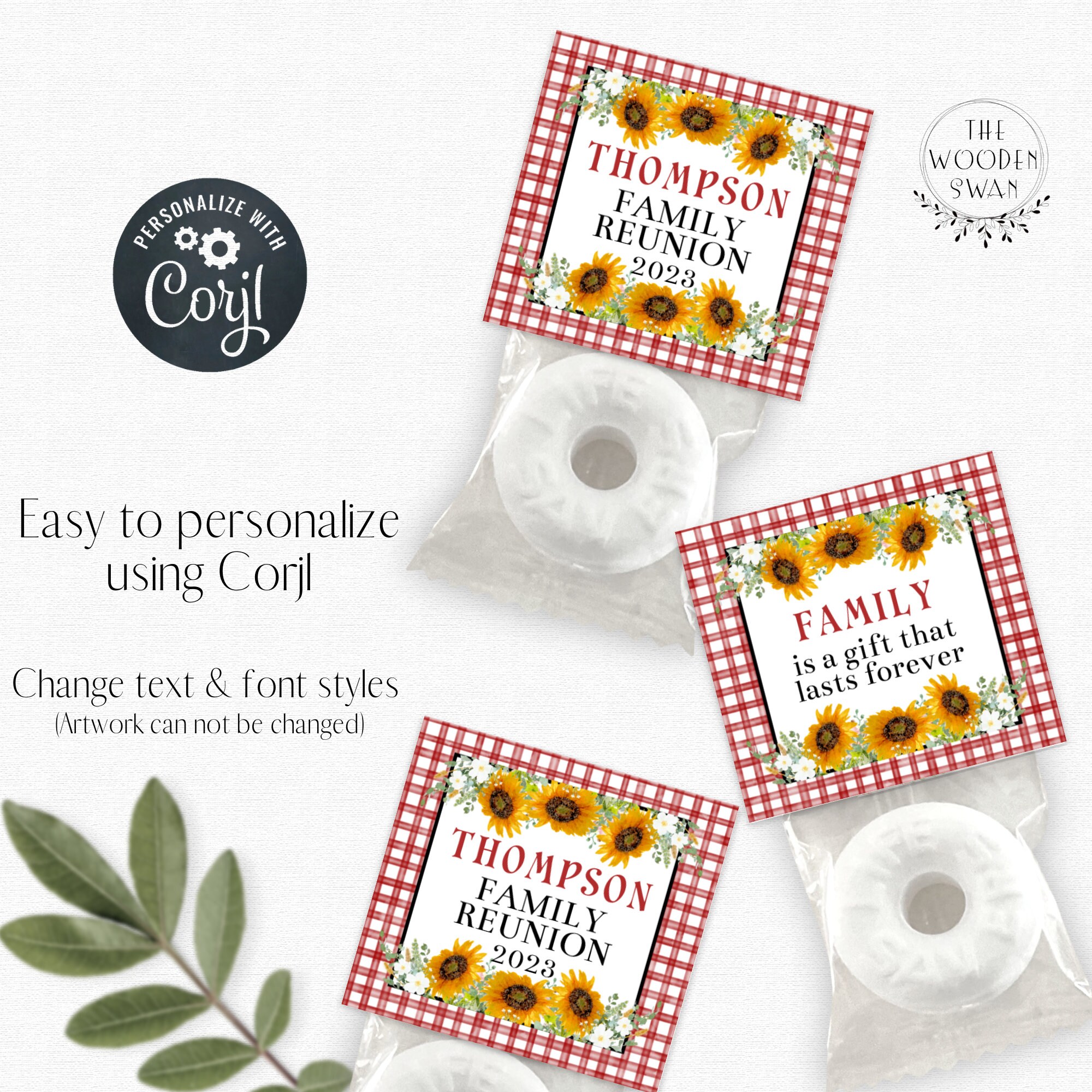 Printable Family Reunion Mint Topper Template, Country Sunflowers ...