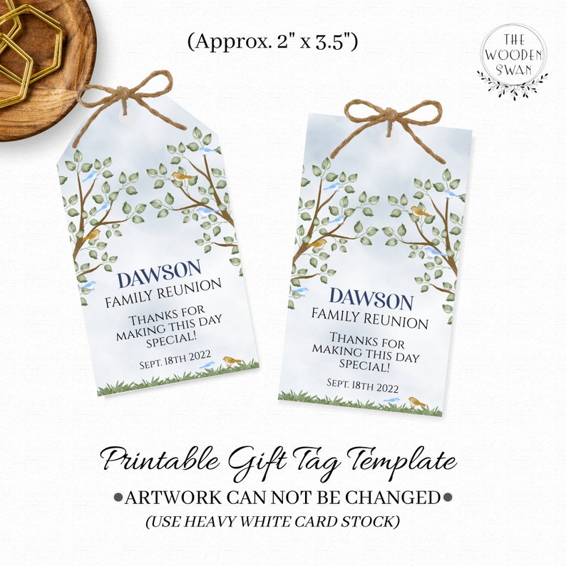 Printable Favor Tag Template, Family Reunion Gift Tag, Thank You Favor ...
