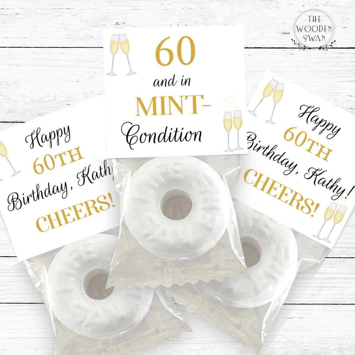 Printable 60th Birthday Mint Favor Topper Template, Custom Mint Party ...