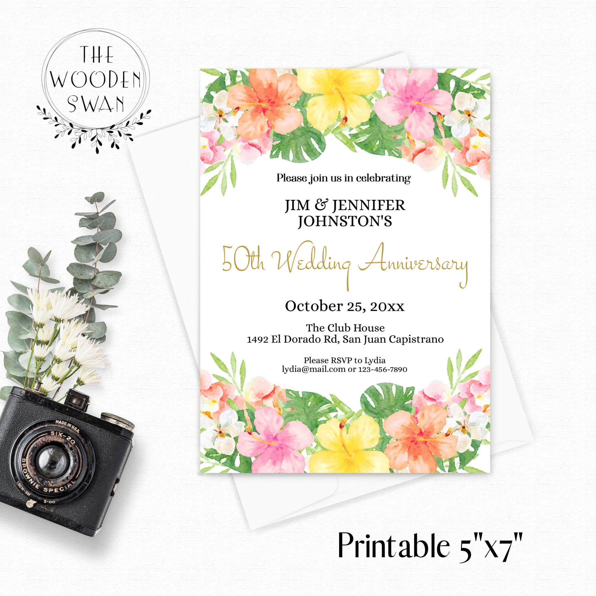 Printable Anniversary Invitation Template, Golden Anniversary, 25, 50 ...