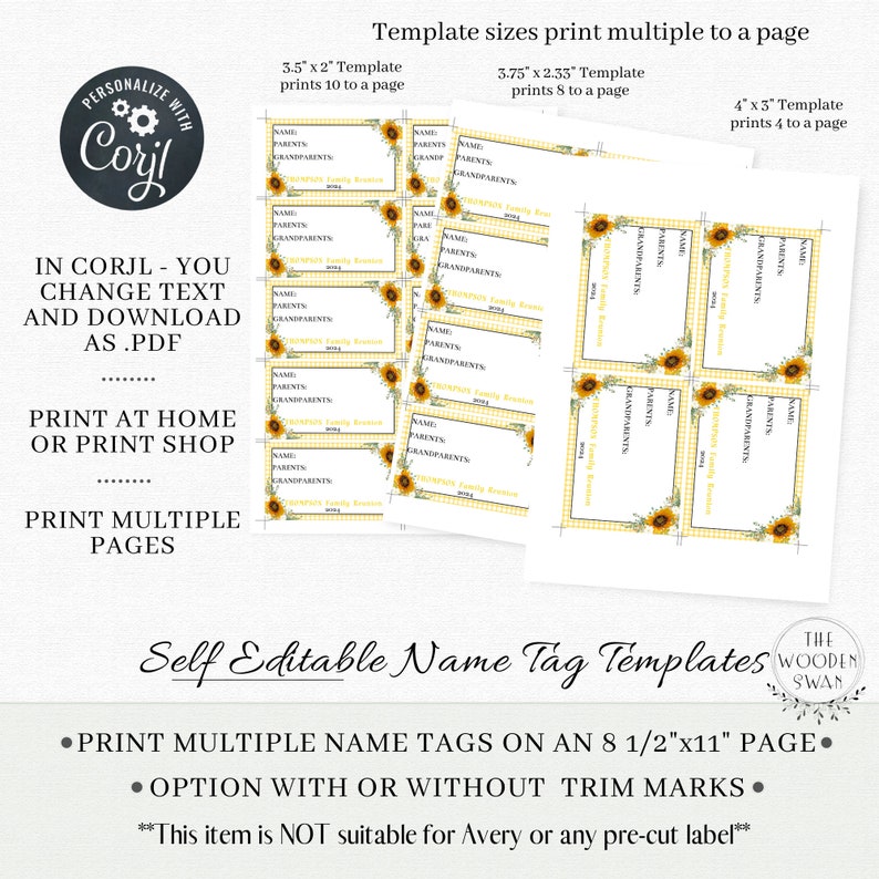 Family Reunion Name Tag Template, Party Name Tags, Family Celebration ...