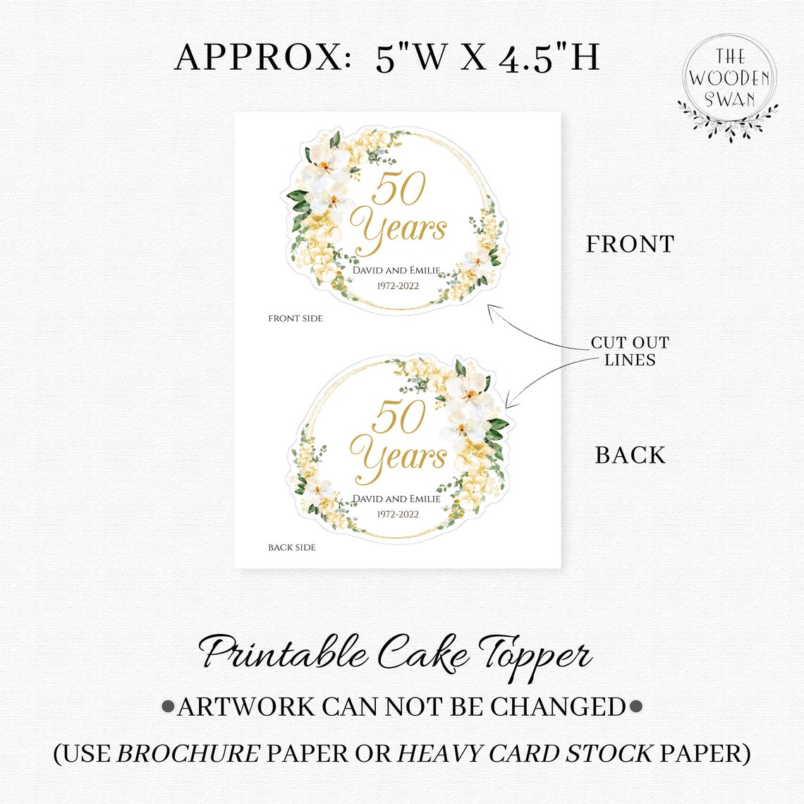 Printable Cake Topper Template, 50th Anniversary, Any Event ...