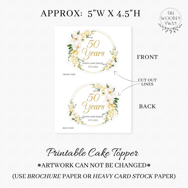 Printable Cake Topper Template, 50th Anniversary, Any Event ...