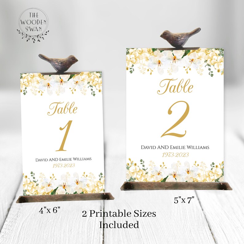 Printable Table Numbers Template, 50th Anniversary Table Numbers ...