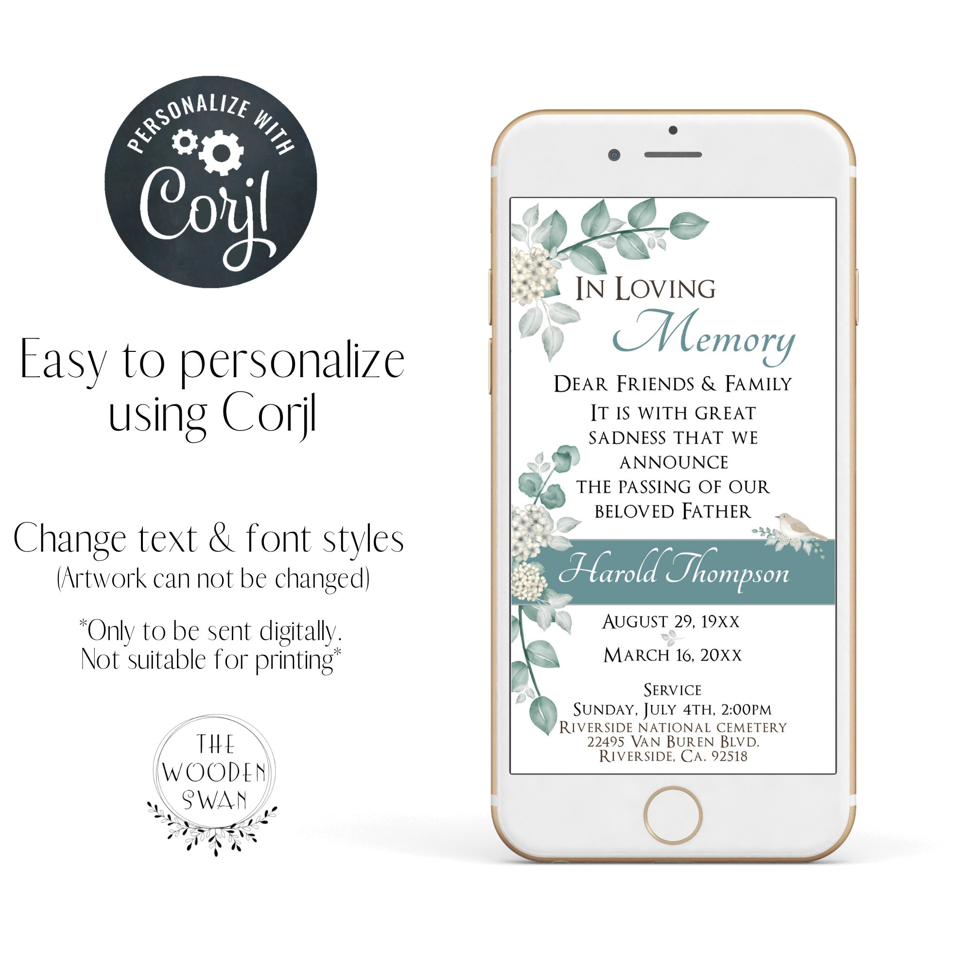 Electronic in Loving Memory Template, Memorial, Passing of Loved One ...