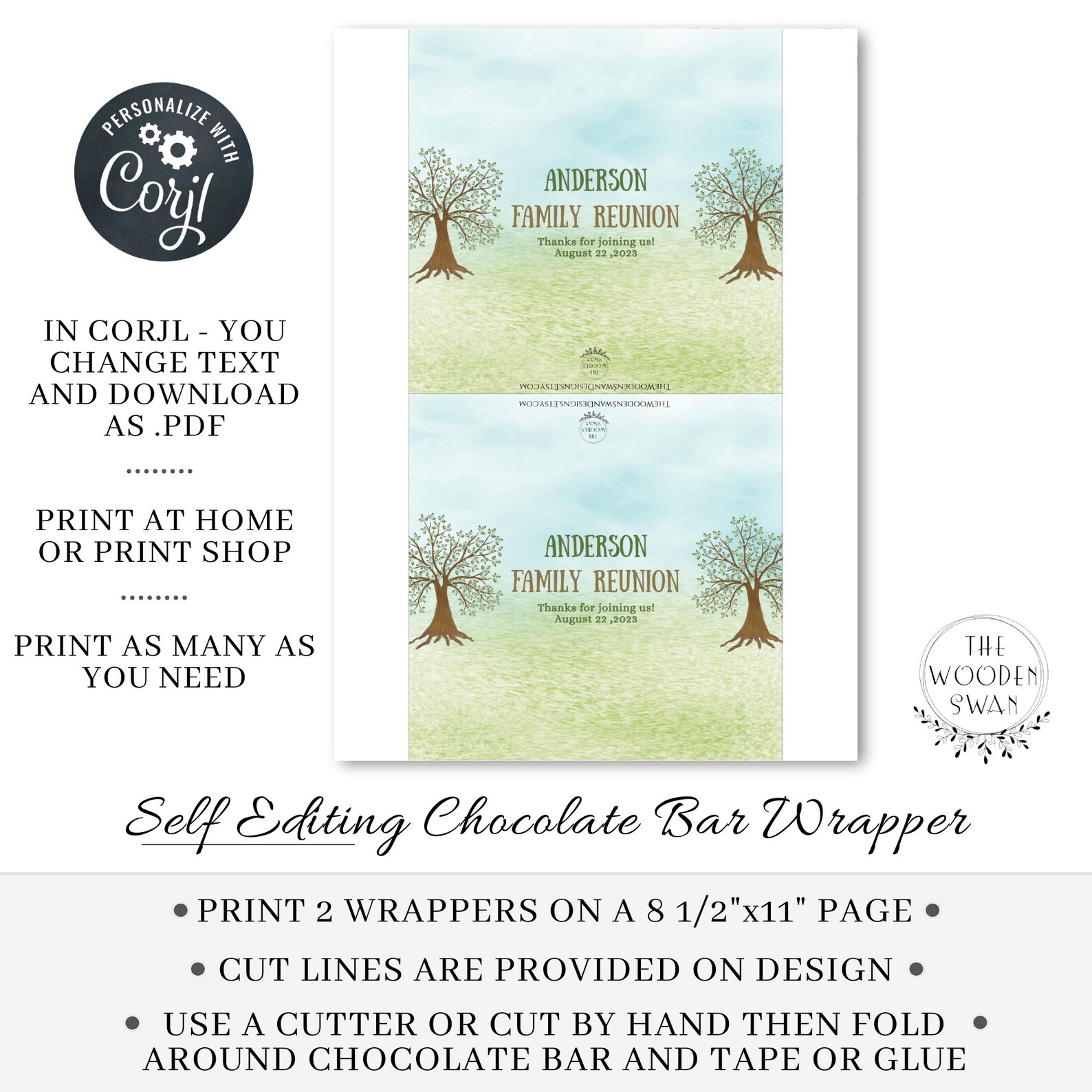 Printable Chocolate Bar Wrapper Template, 1.55 Chocolate Bar, Family ...