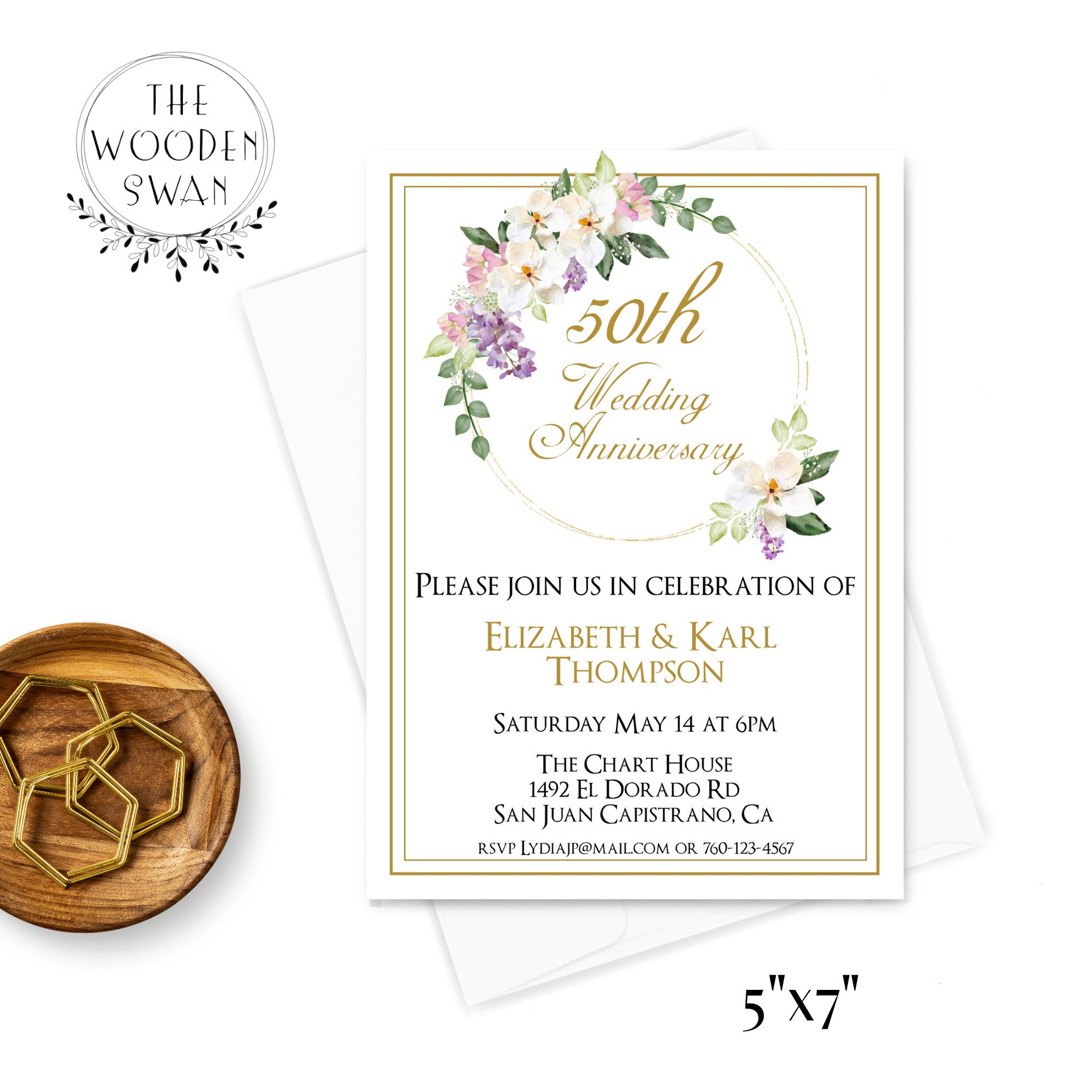 Printable Anniversary Invitation Template, Golden Anniversary, 25, 50 ...
