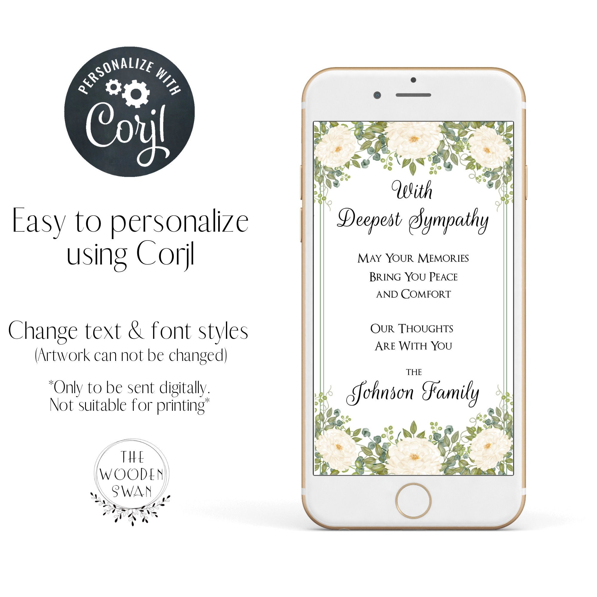 Electronic Sympathy Card Template Digital Ecard Condolences - Etsy UK
