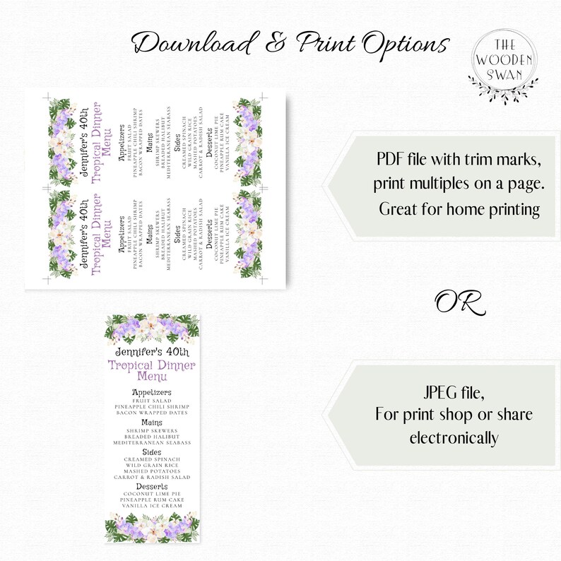 Printable Tropical Dinner Menu Template Luau Party Menu DIY - Etsy