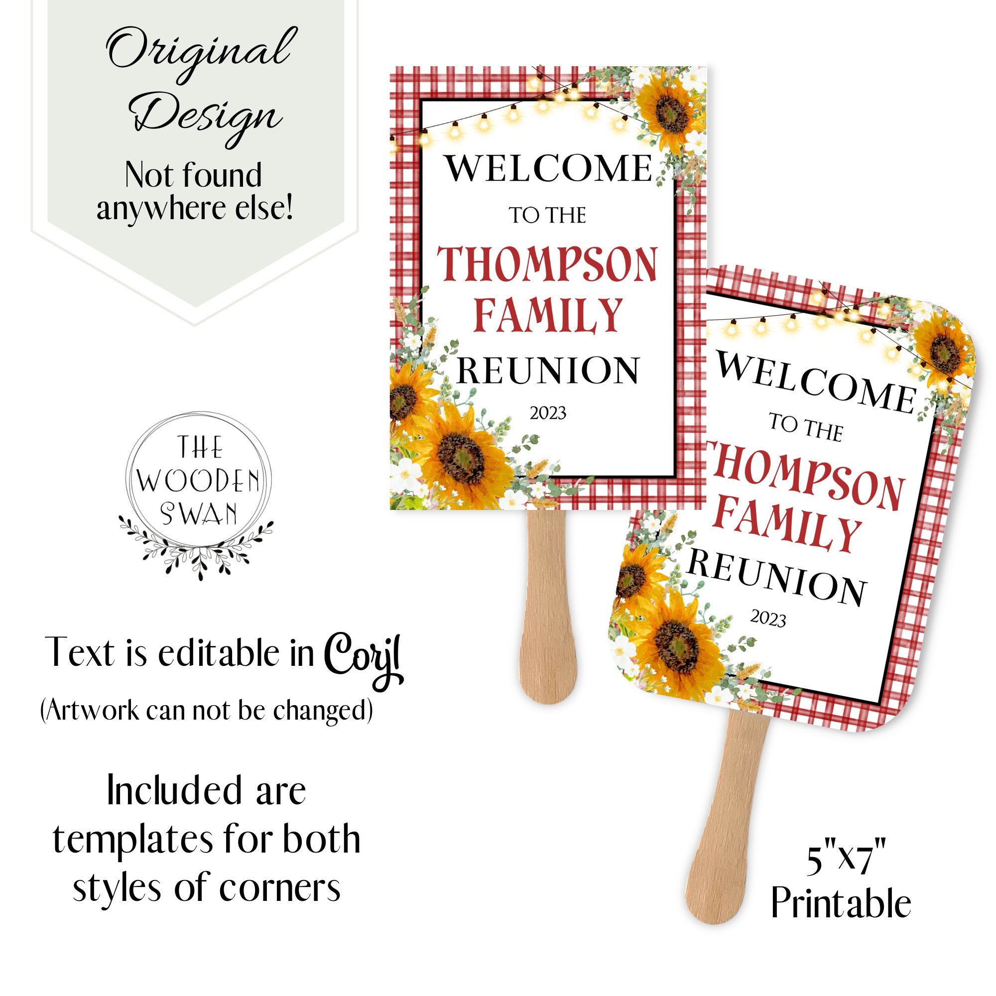 Family Reunion Hand Fan Template, Family Reunion Party, Printable ...
