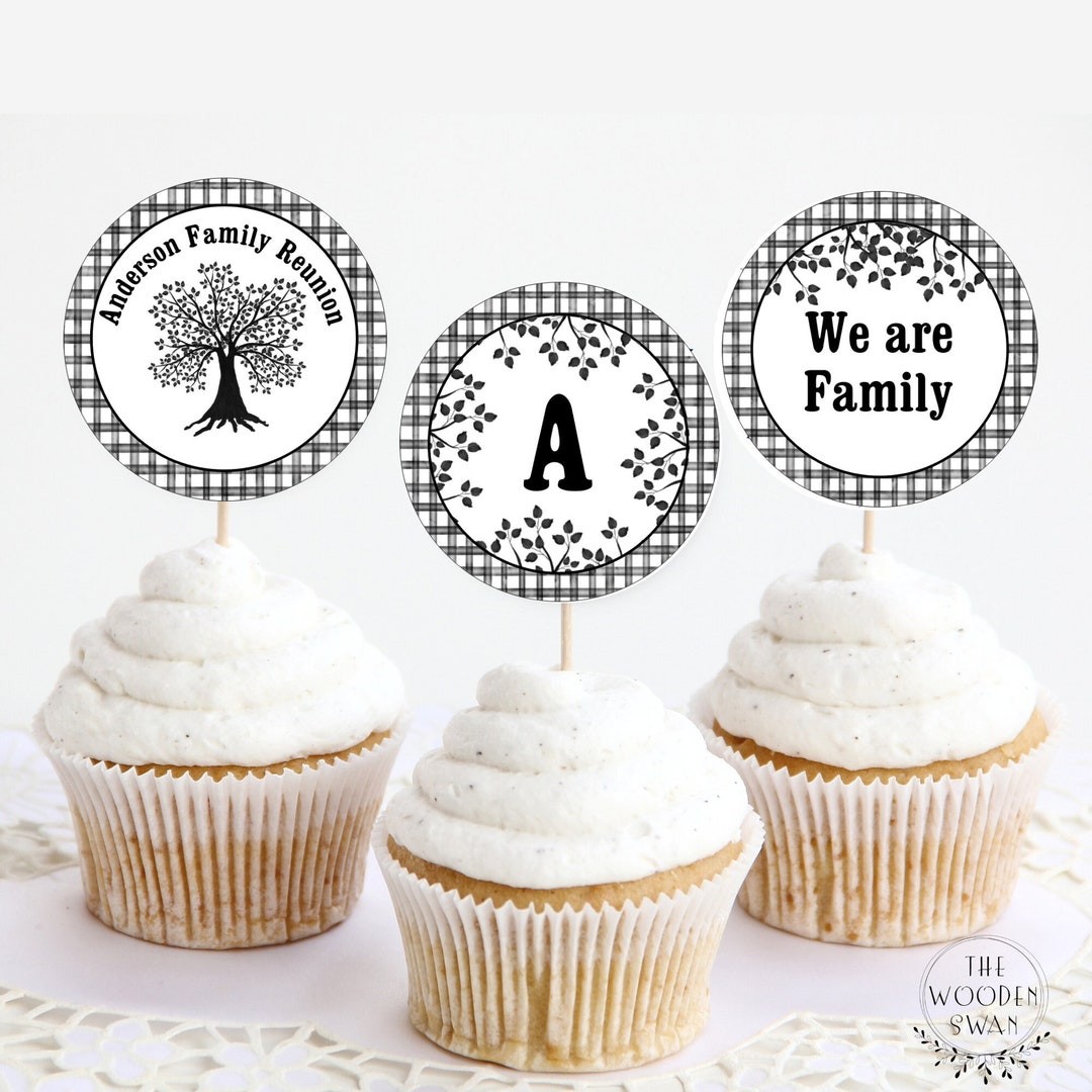 Family Reunion Cupcake Topper Template, Round Gift Tags, Family Reunion ...