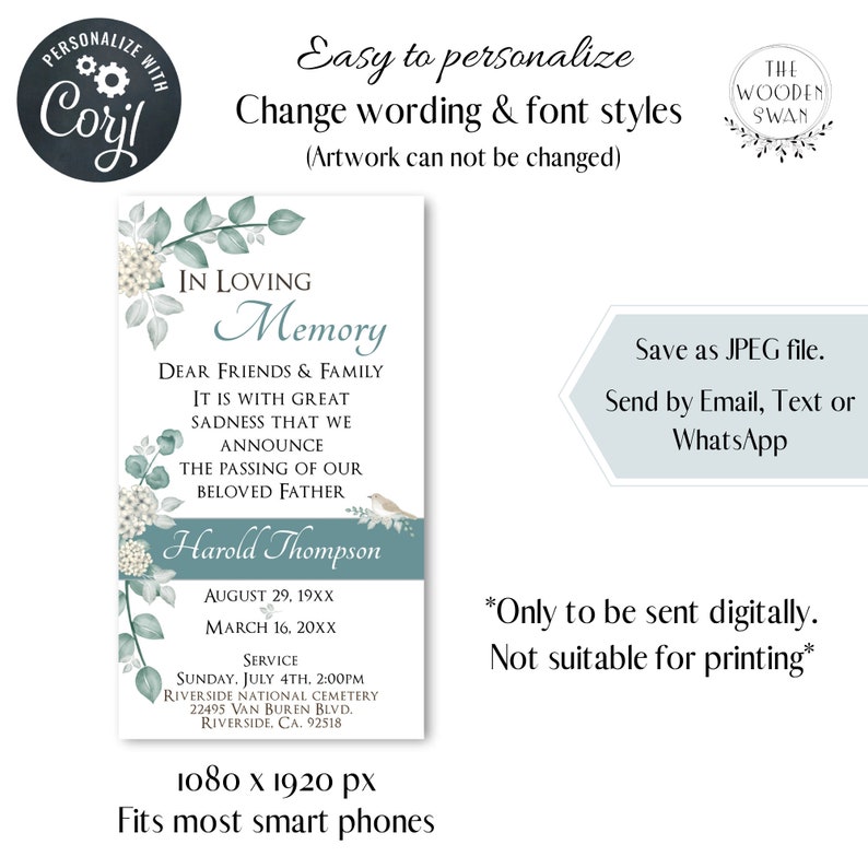 Electronic in Loving Memory Template, Memorial, Passing of Loved One ...