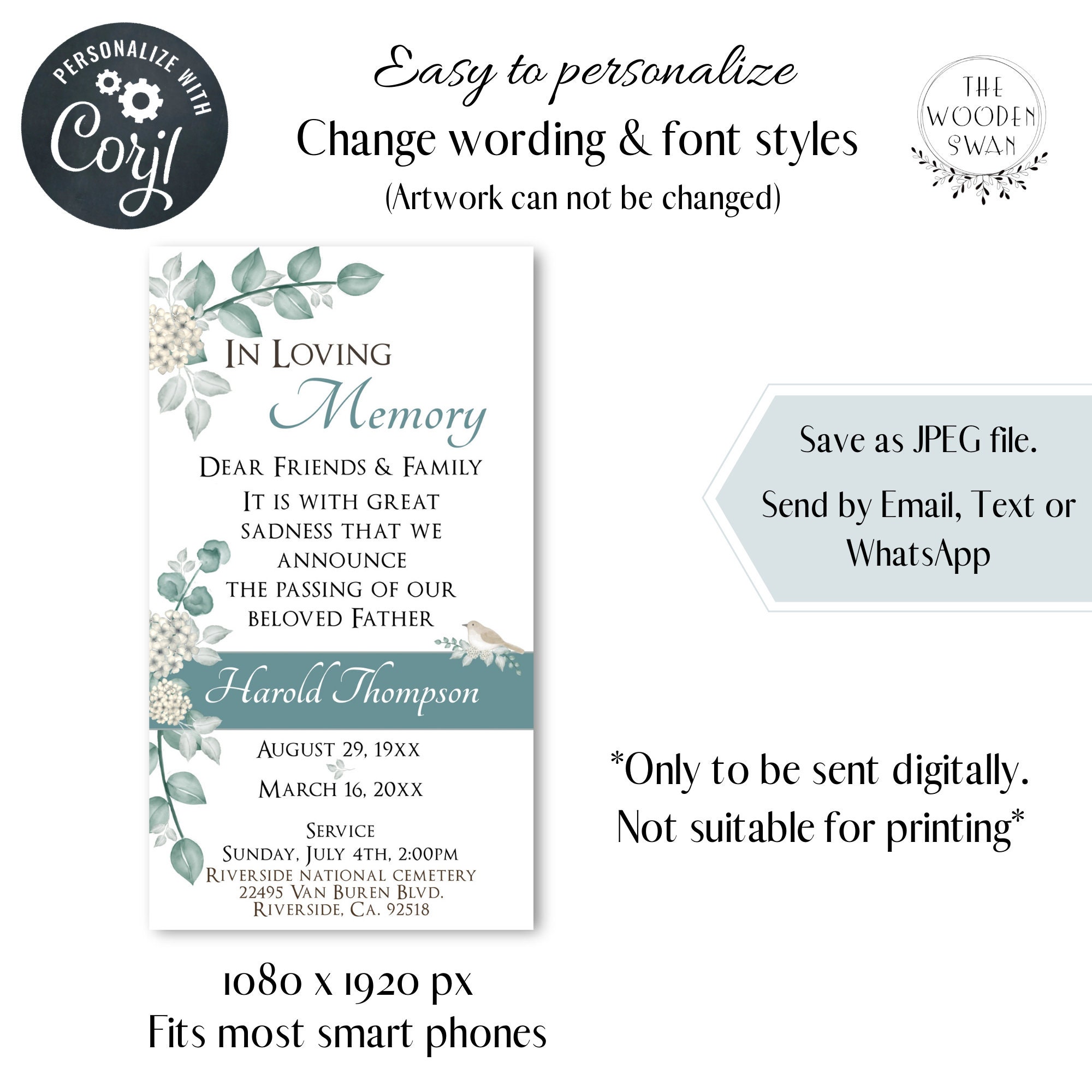 Electronic in Loving Memory Template, Memorial, Passing of Loved One ...