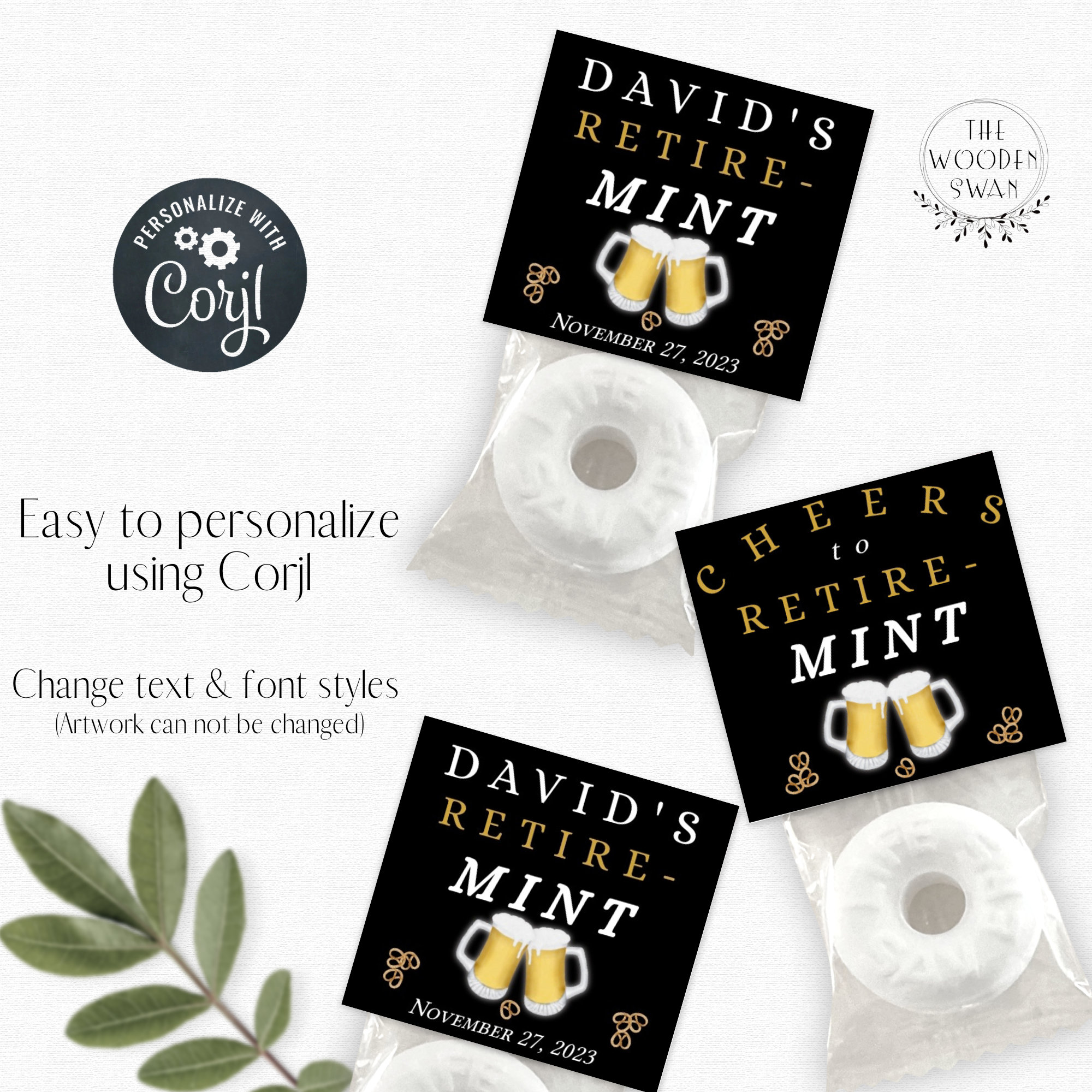 Printable Retirement Mint Favor Topper Template, Custom Mint Party ...