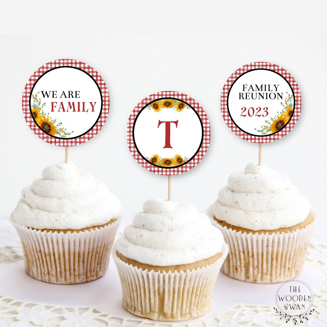 Family Reunion Cupcake Topper Template, Round Gift Tags, Fall Family ...