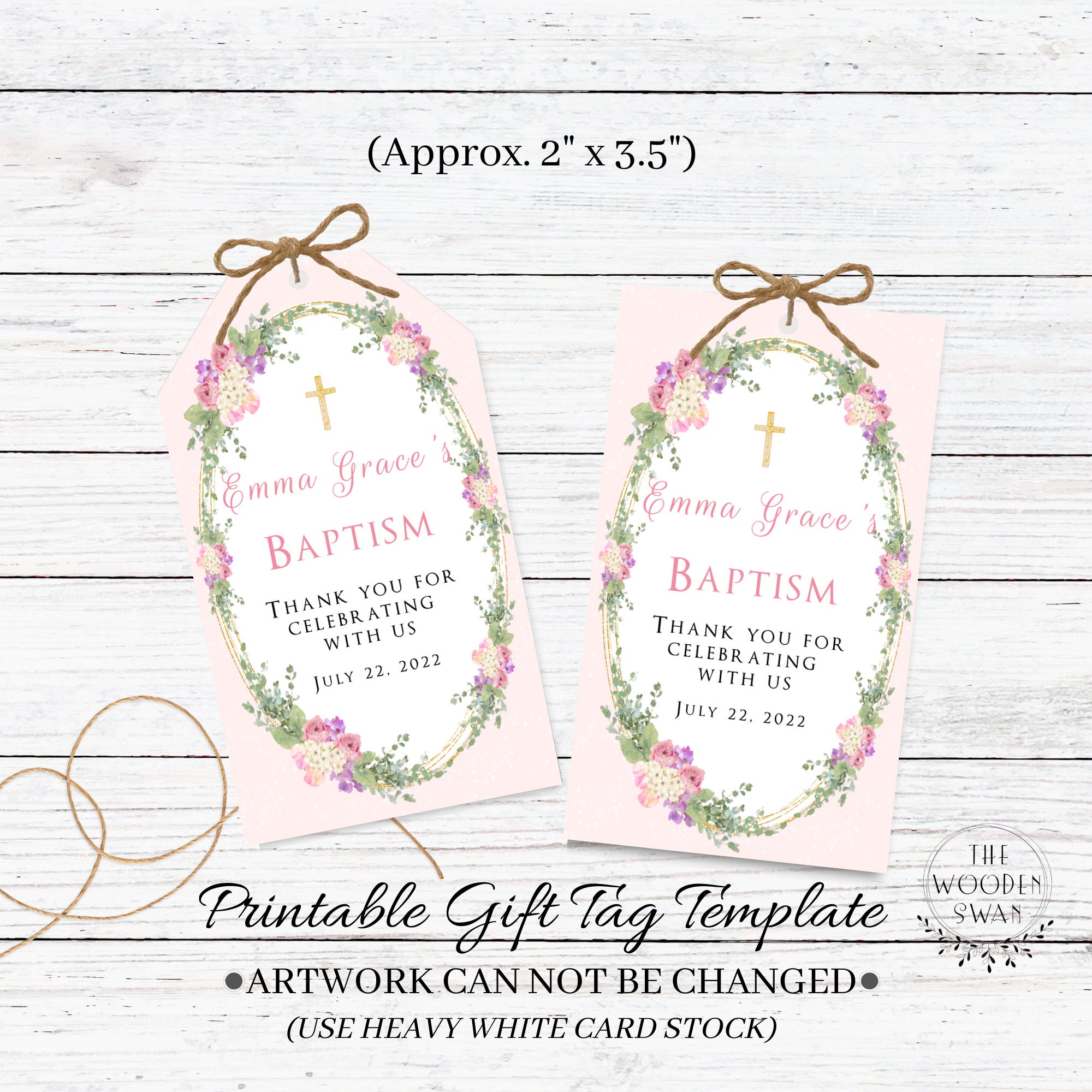 Printable Baptism Favor Tag Template Christening Keepsake - Etsy