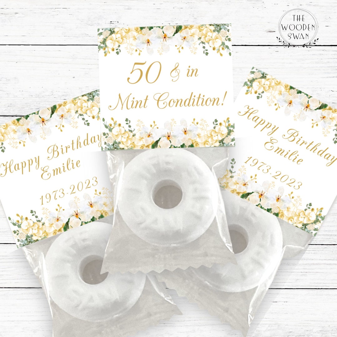 Printable 50th Birthday Mint Favor Topper Template, Custom Mint Party ...