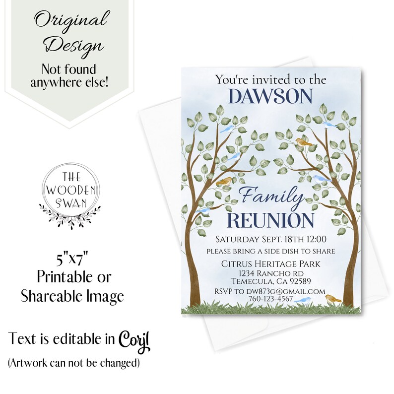 Family Reunion Invitation, Family Reunion Party, 5x7 Printable Invite ...