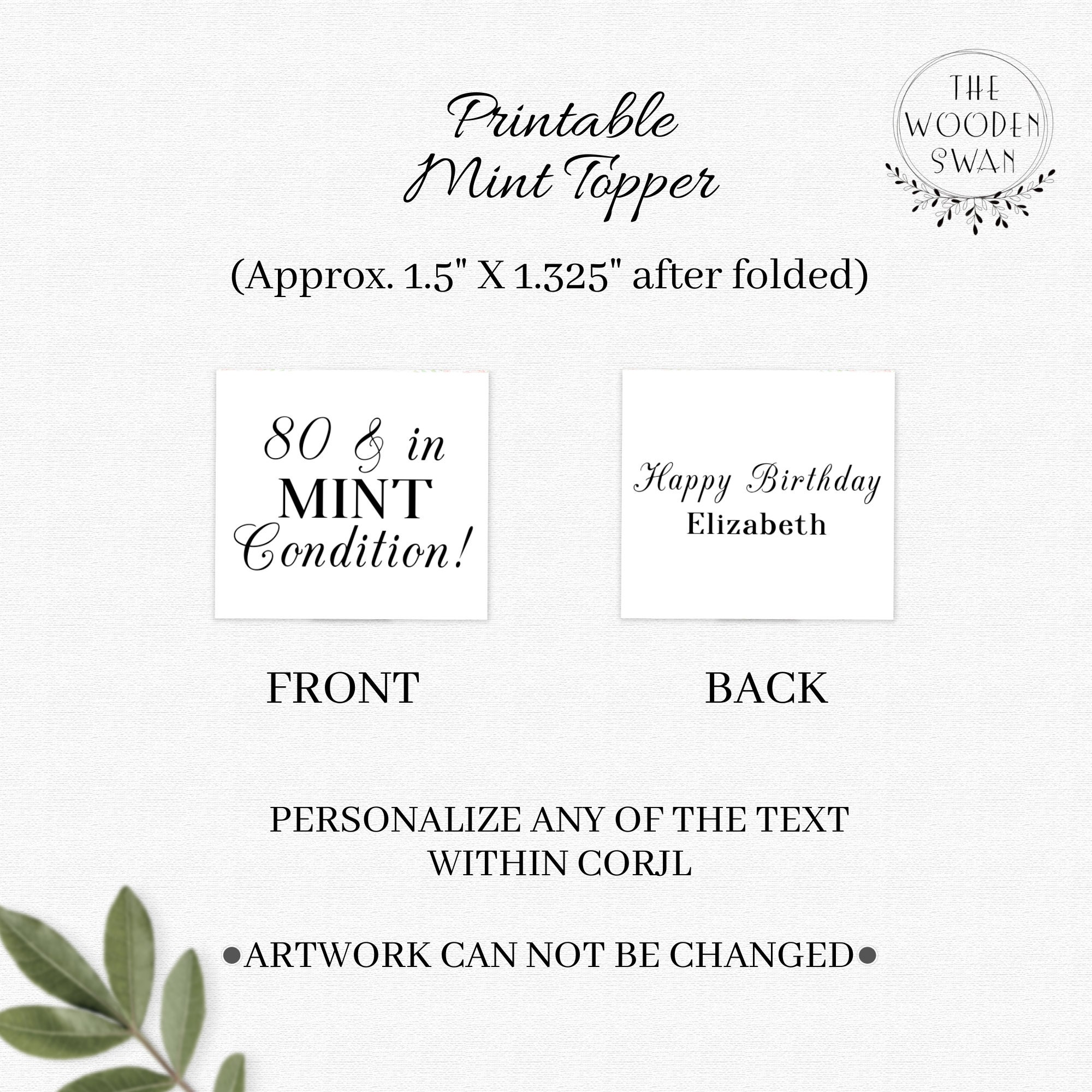 Printable Birthday Mint Favor Topper Template, Custom Mint Party Favors ...