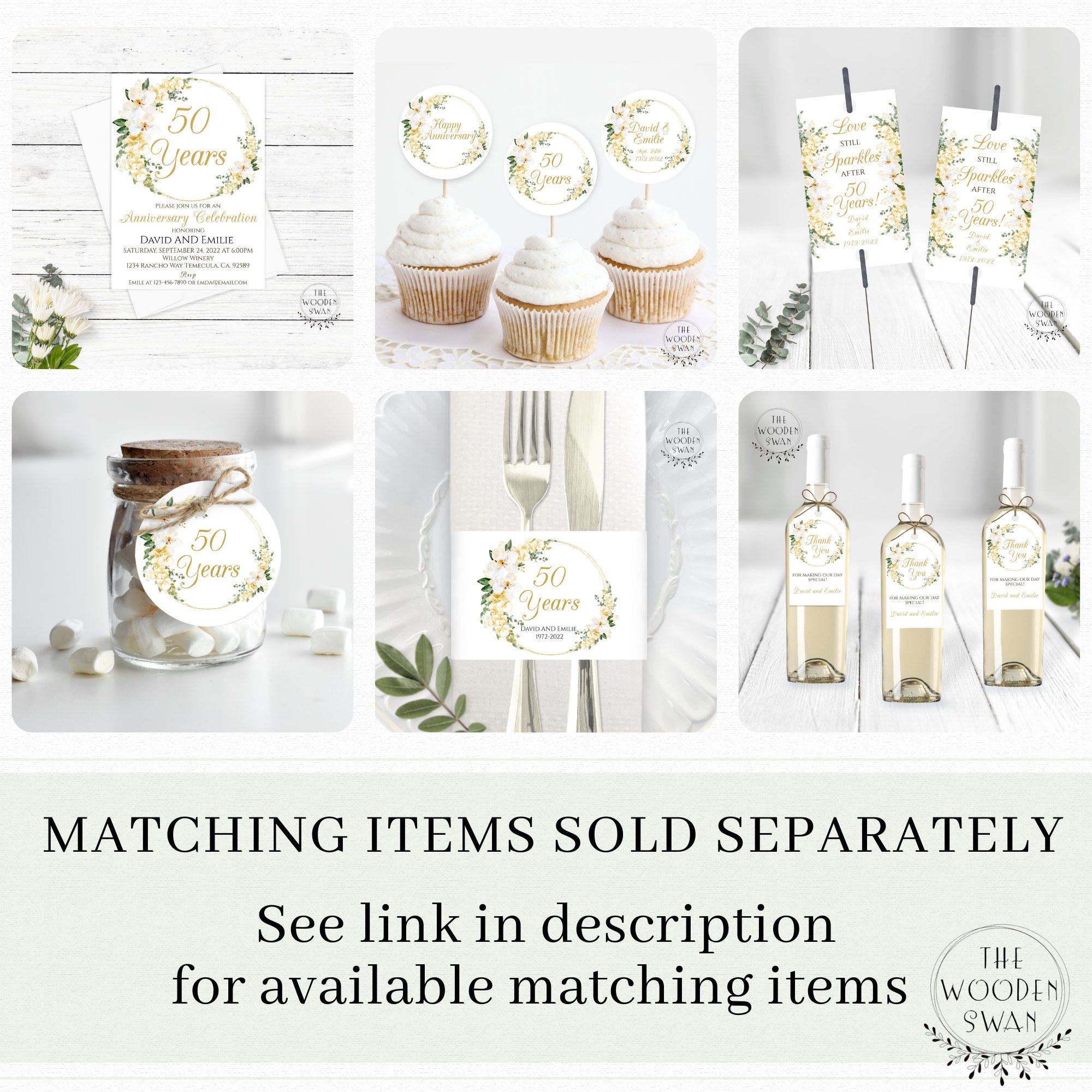 Printable Table Sign Template, 50th Wedding Anniversary, Modern Floral ...