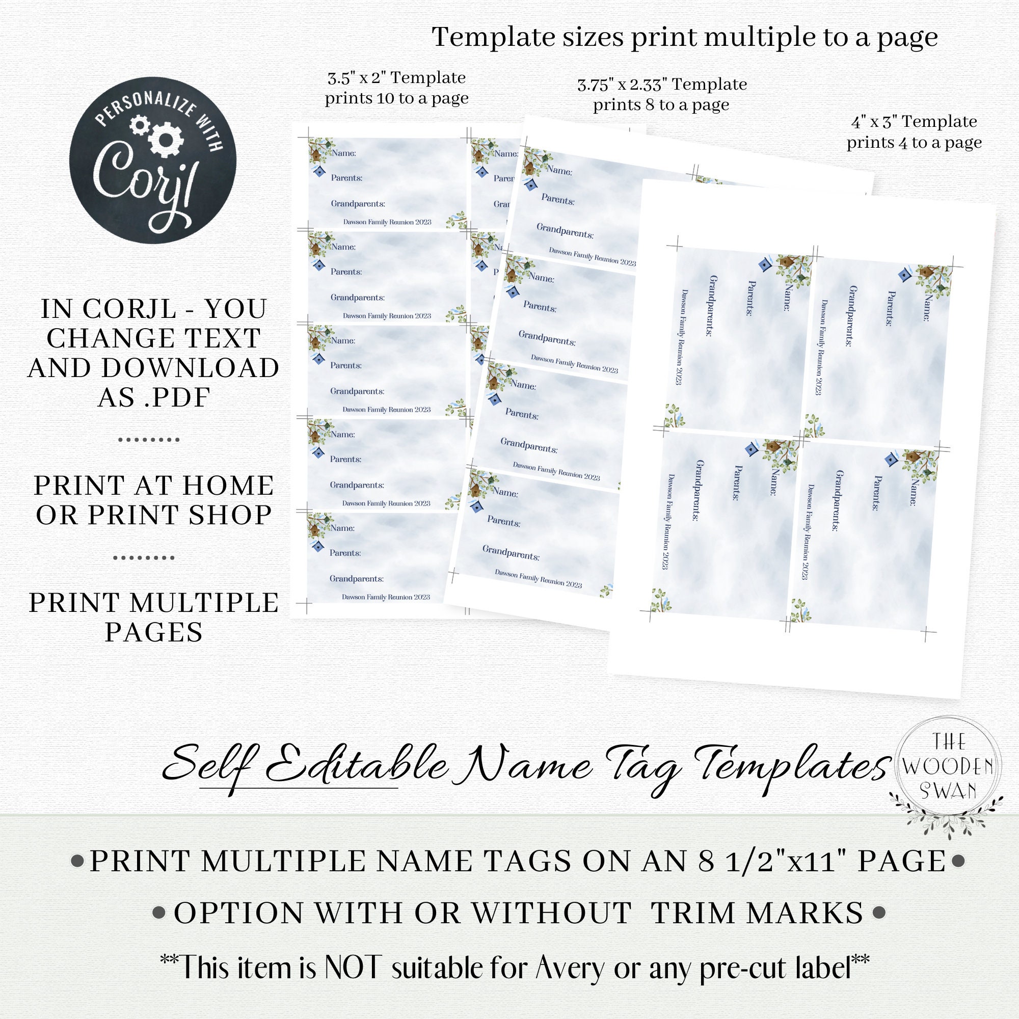 Family Reunion Name Tag Template, Party Name Tags, Family Reunion ...