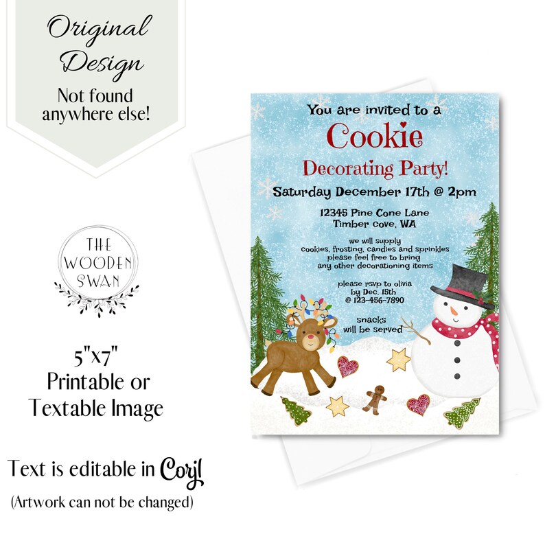 Printable Cookie Decorating Party Invitation 5x7 Editable - Etsy