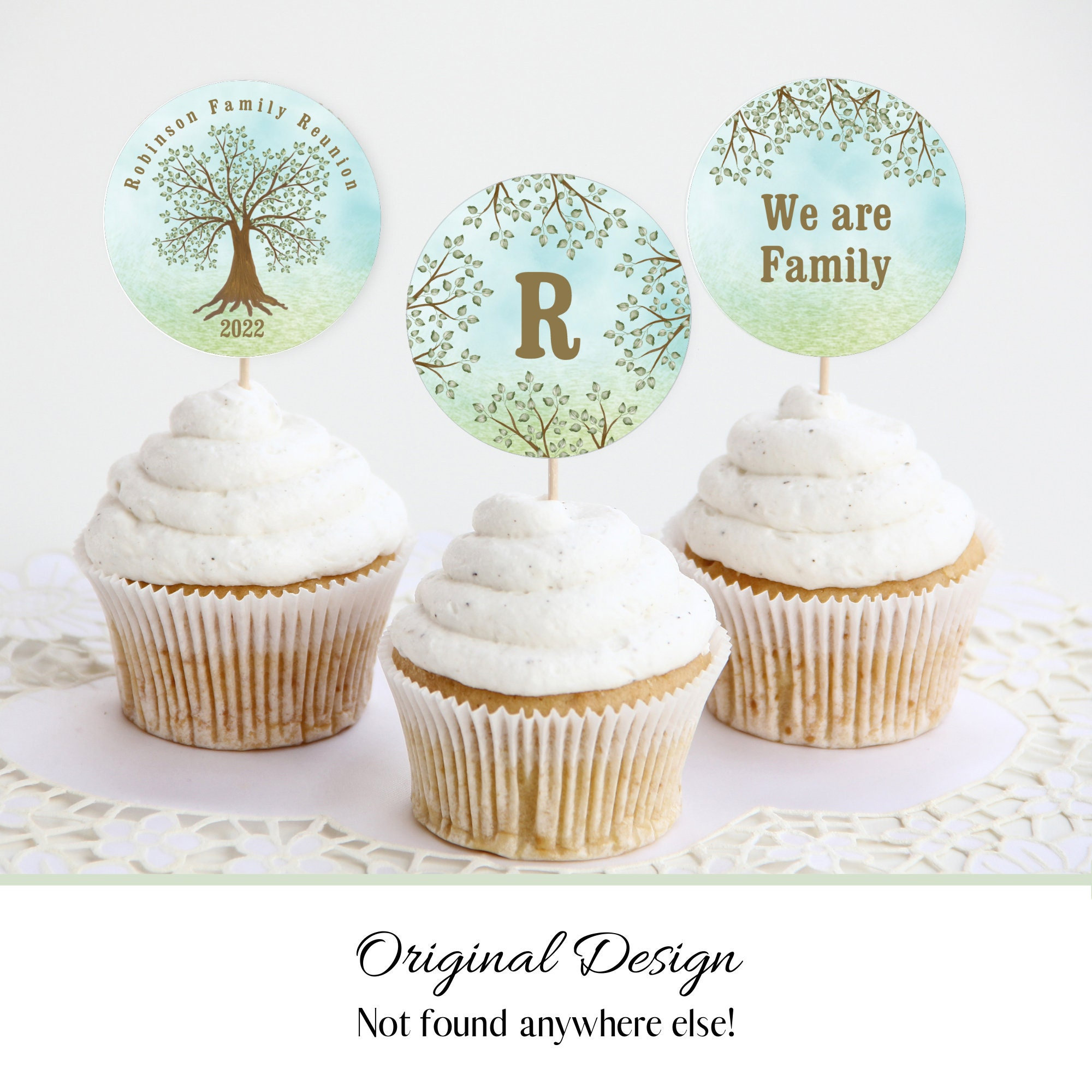Family Reunion Cupcake Topper Template, Round Gift Tags, Family Reunion ...