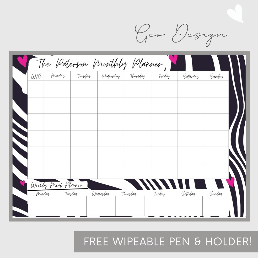 Monthly Family Planner Large A3 Wipeable New Geo Design - Etsy UK