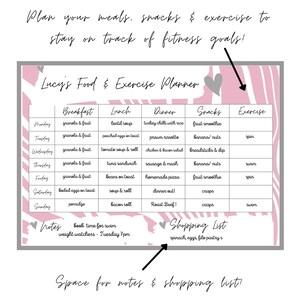 Weekly Meal & Exercise Planner Personalised Wipeable Food - Etsy UK