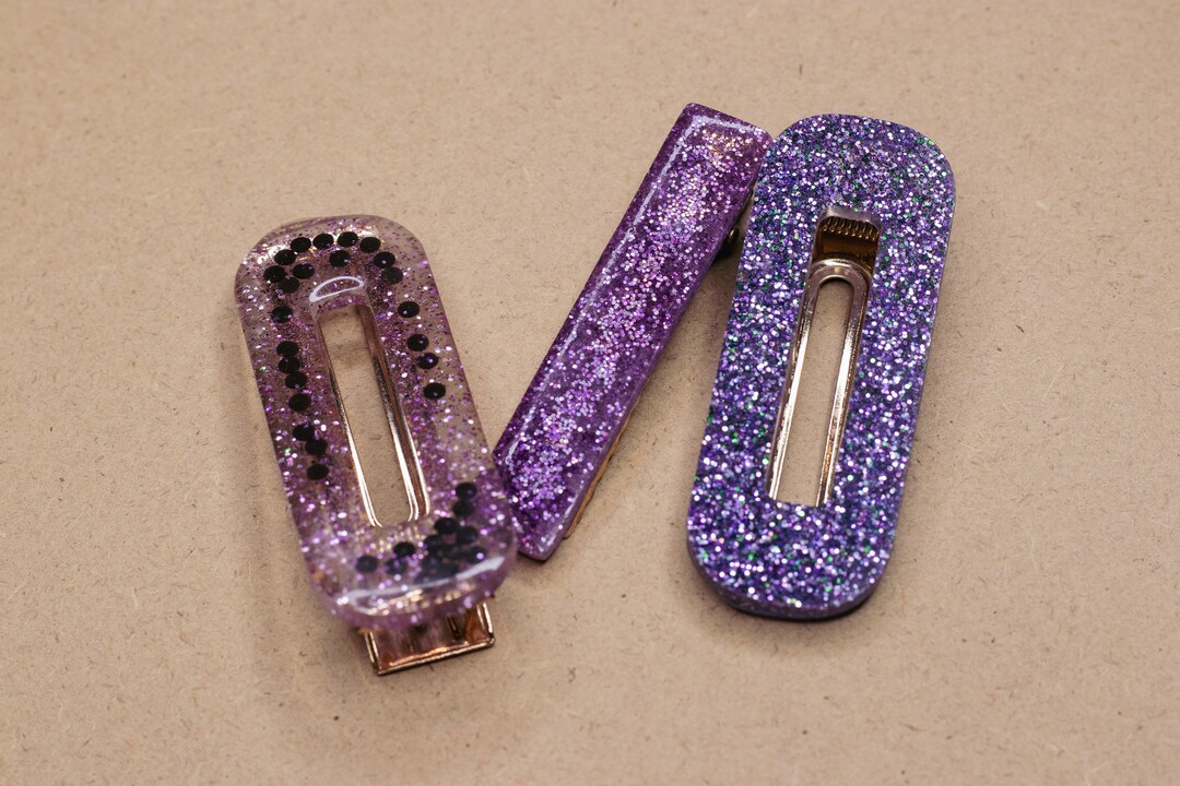 Handmade Sparkly Resin Hair Clips, Pack of 3 - Etsy