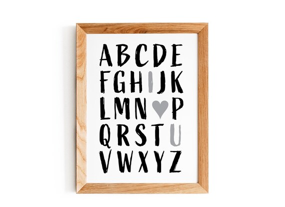 Black and White Alphabet Poster Printable Black and White | Etsy