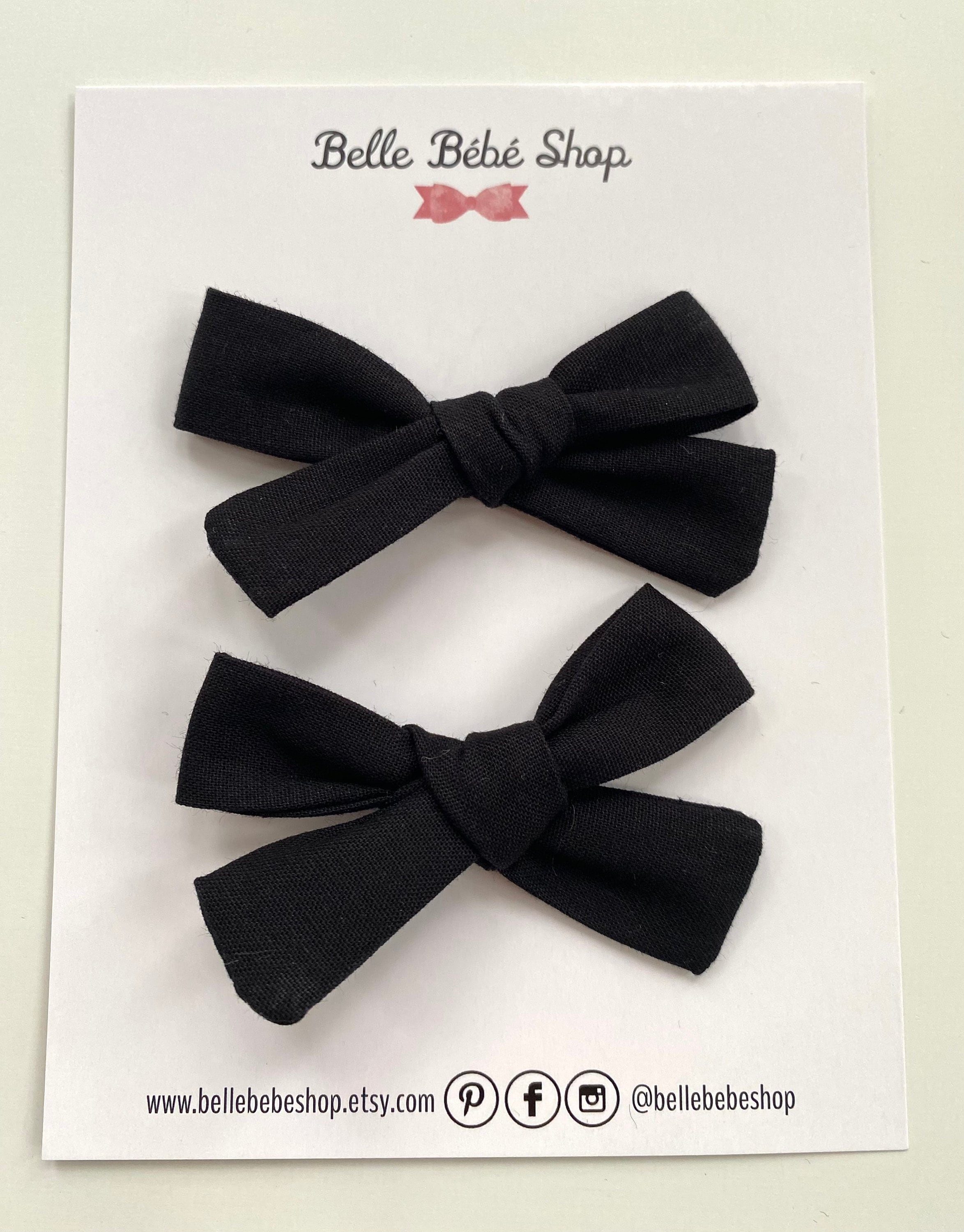 Black Pigtail Mini Bow Clips | Black Hair Accessories | Little Girl ...