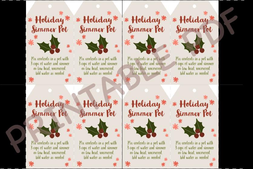 Printable Tags for Holiday Simmer Pot Printable Labels Holiday ...