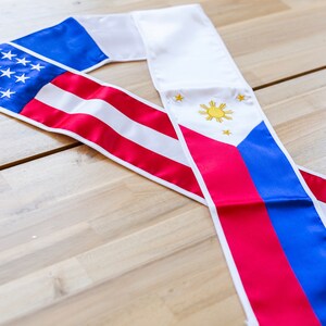 Philippines Flag Embroidered Graduation Stole | Sash | Scarf | Filipino ...