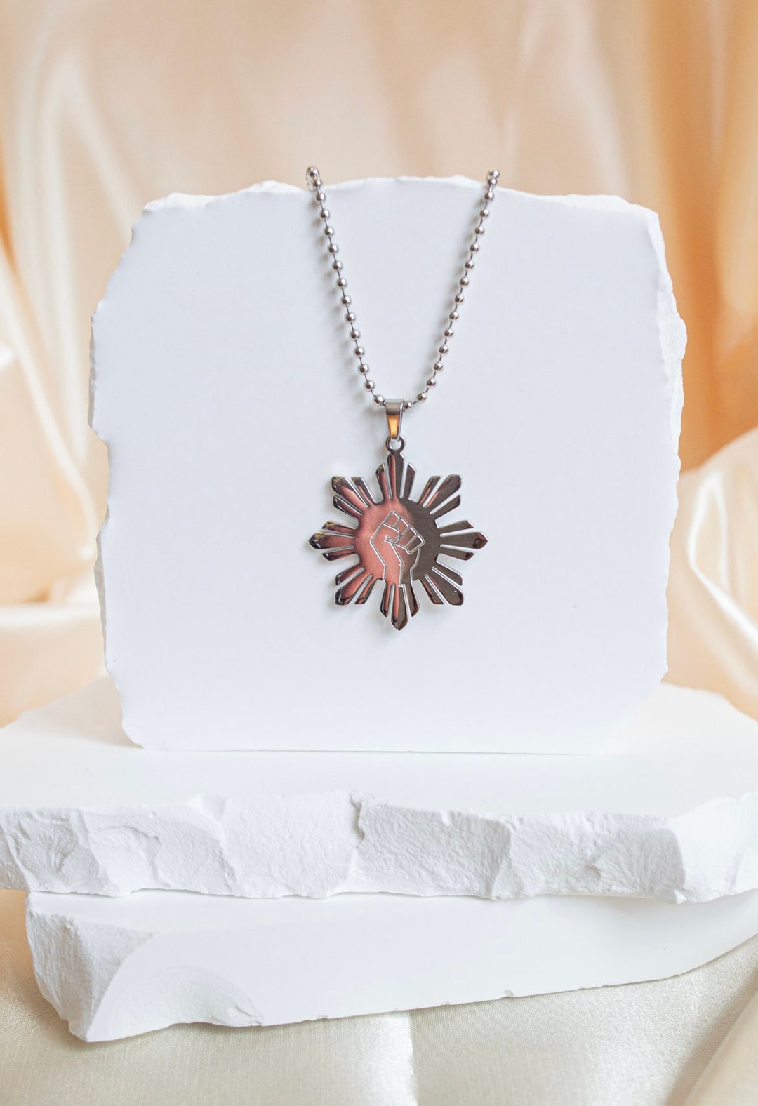 Philippine Sun Necklace | Araw Necklace | Filipino Pride Fist - Etsy