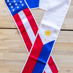 Philippines Flag Embroidered Graduation Stole | Sash | Scarf | Filipino ...