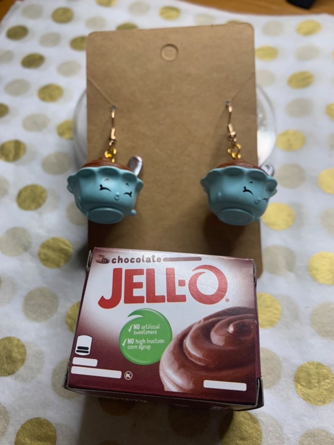 Shopkins Earrings - Real Littles - Jello Chocolate Pudding - Etsy