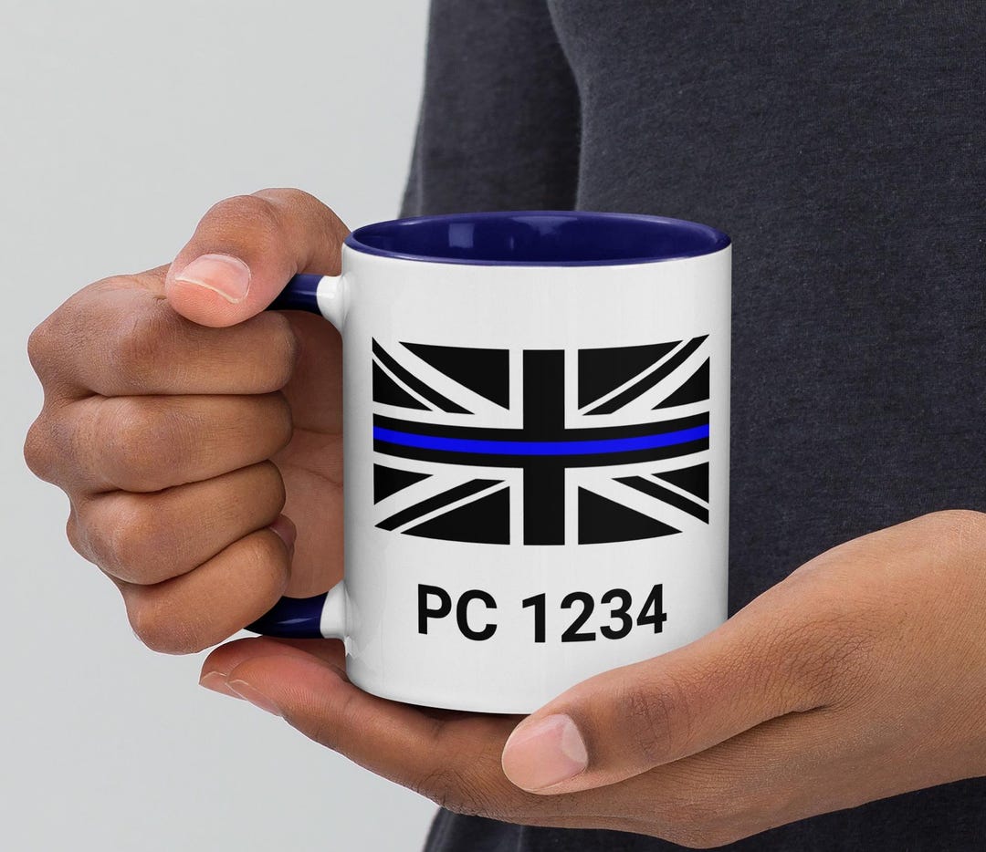 Personalised Police Officer Mug, Custom Name and Badge Number, UK Thin ...