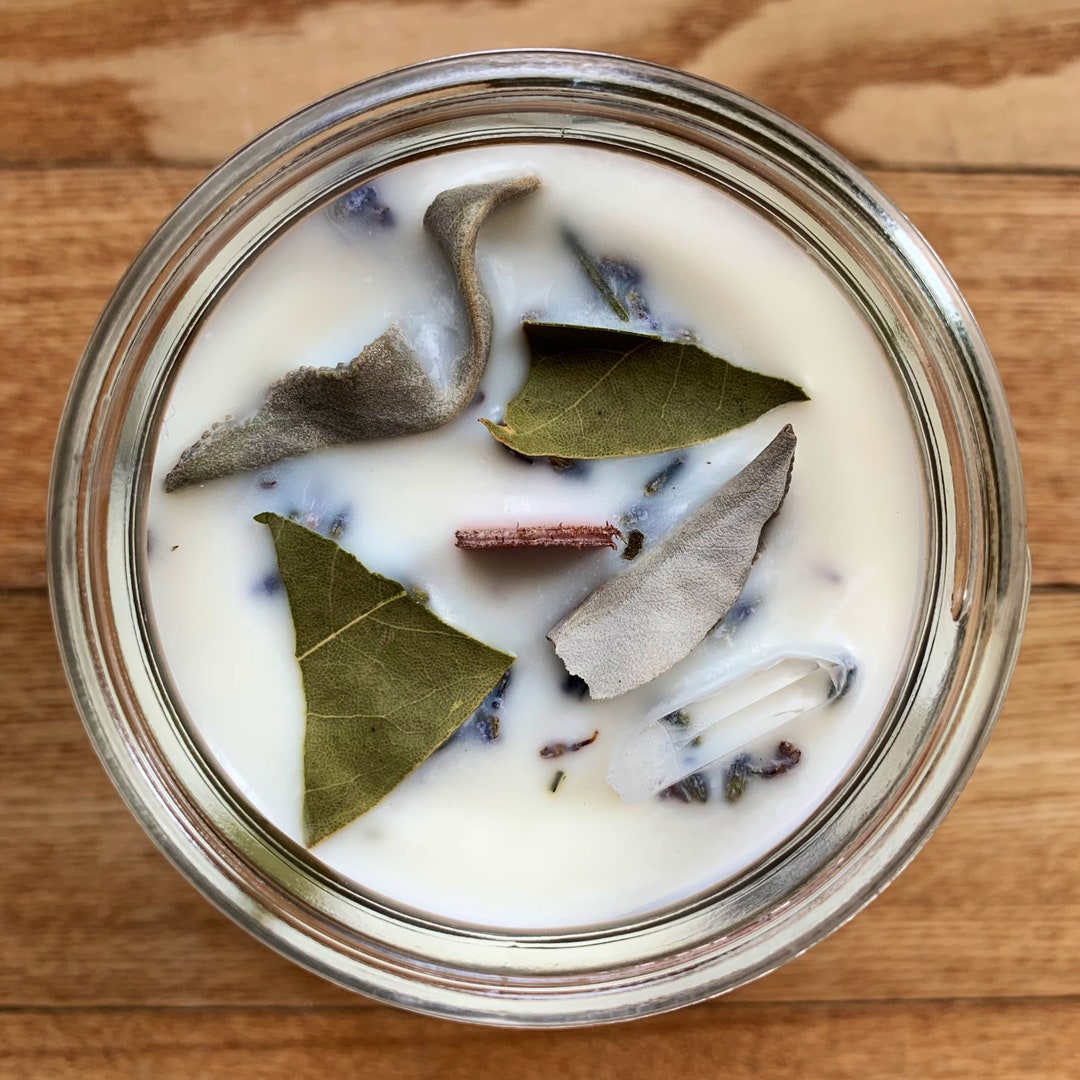 Purifying Candle 10 Oz Candle Soy Candle Cedar and Sage Clear Quartz ...
