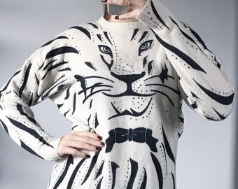 Tiger Face Sweater - Etsy
