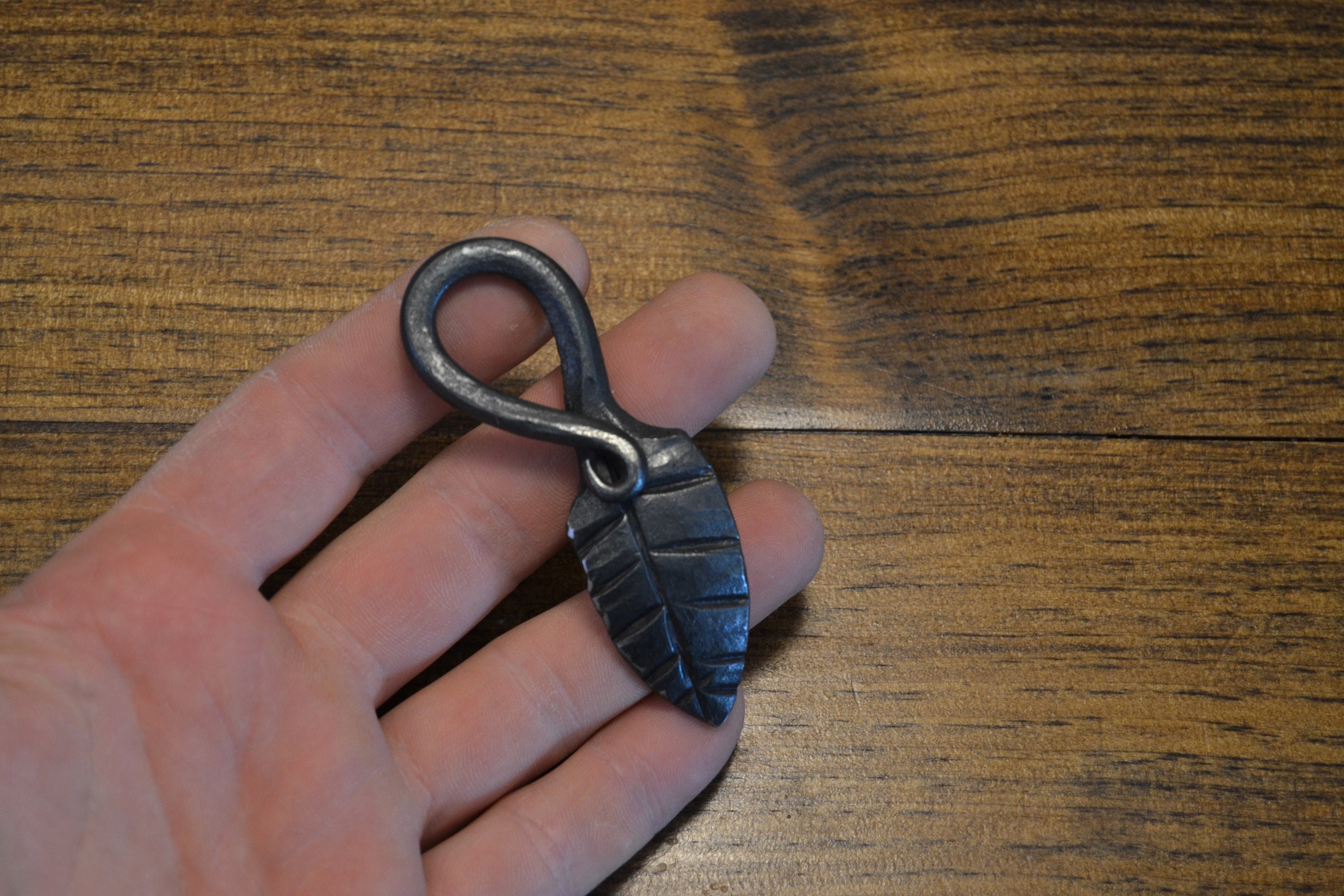 Hand Forged Leaf Keychain - Etsy